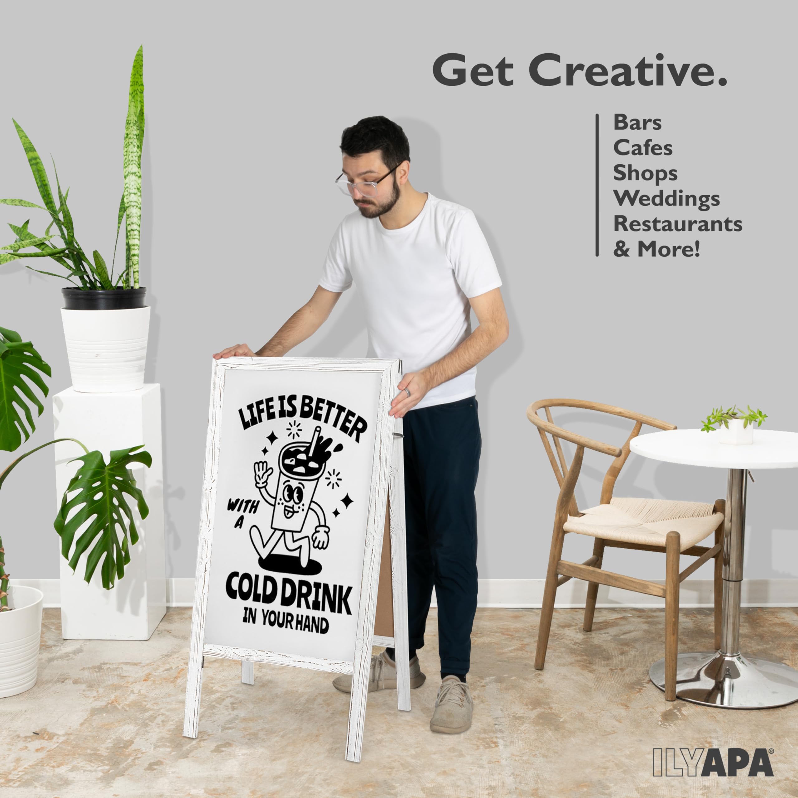 Snapklik.com : Ilyapa Wooden A Frame Whiteboard Sign - Magnetic Dry ...