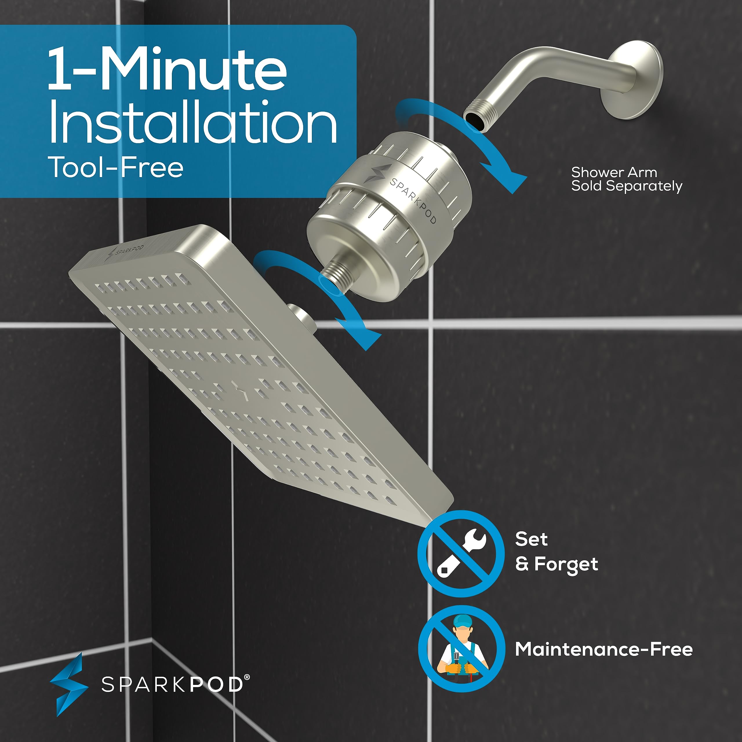 Snapklik.com : SparkPod Luxury Filtered Shower Head Set 23 Stage Shower ...