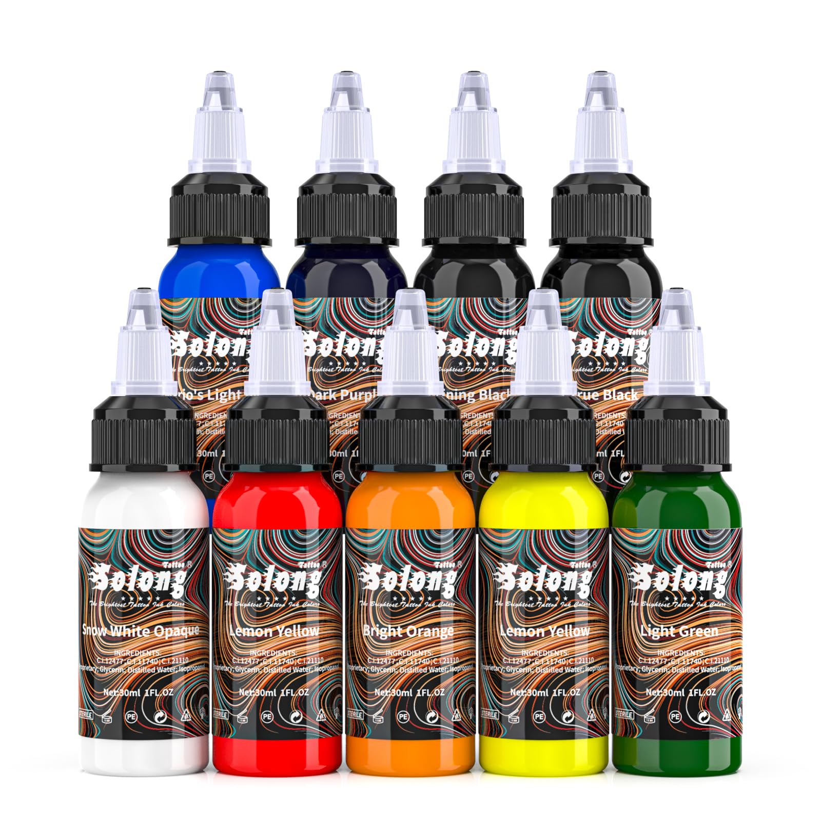 Amazon.com: 9PCS Tattoo Ink Color Set, 1oz (30ml) Tattoo Supply USA ...