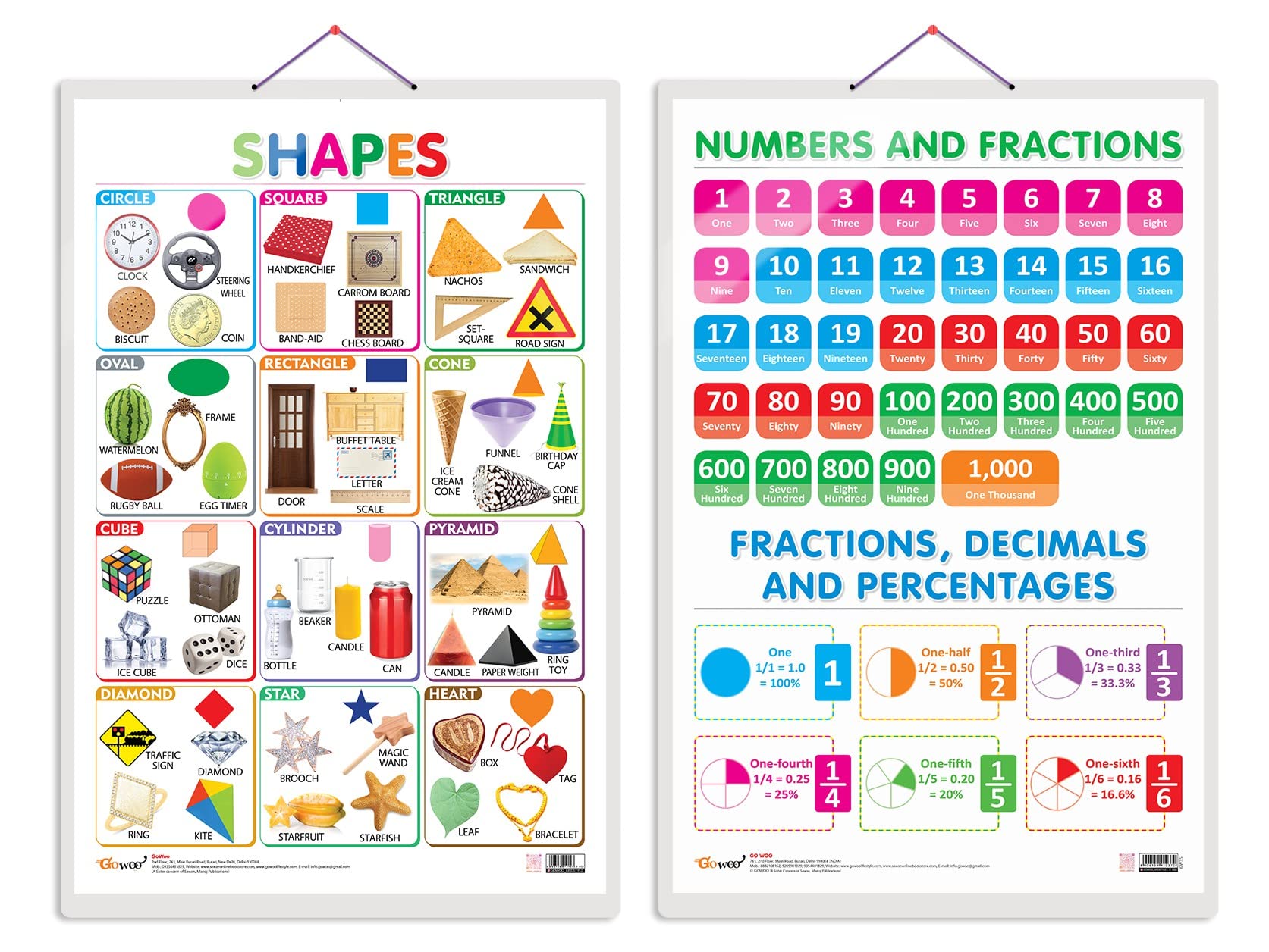 Set of 2 Shapes and NUMBERS AND FRACTIONS Early Learning Educational ...