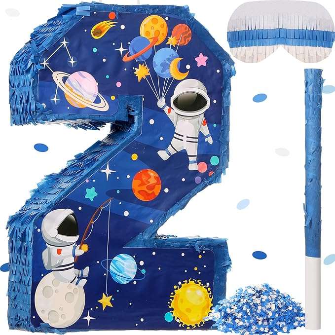 Amazon.com: Jexine 3 Pcs 16'' Outer Space Number 2 Piñata Plastic Solar ...