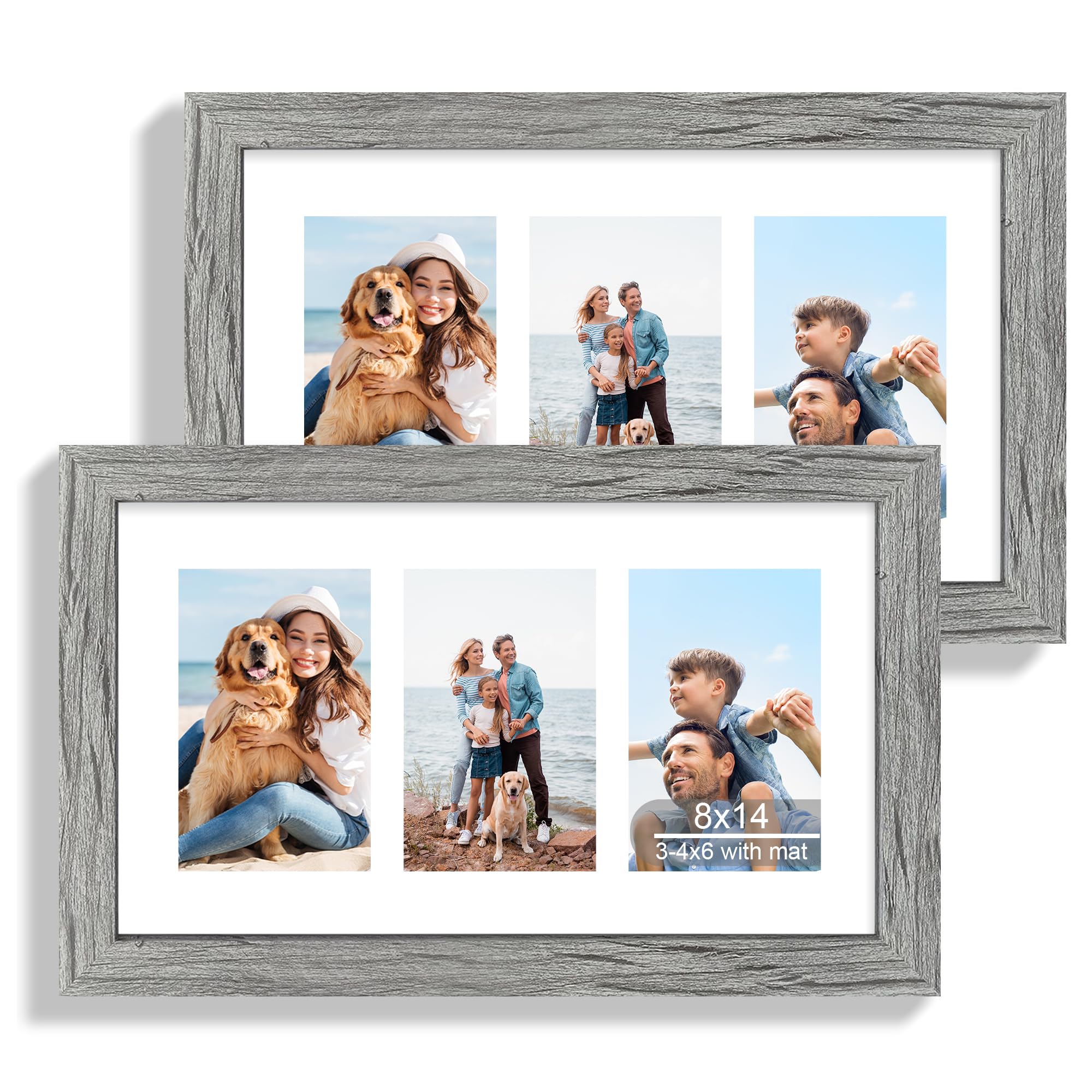 Amazon.com - Hongkee 8x14 Picture Frame Set of 2, Rustic Grey Wood ...