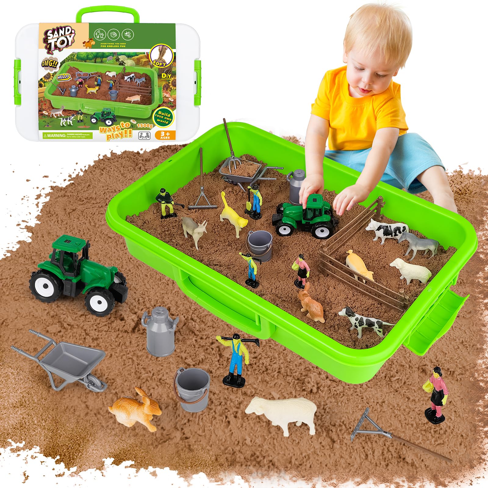Amazon.com: deAO Farm Sensory Bin Toys,Sensory Sandbox for Toddlers ...