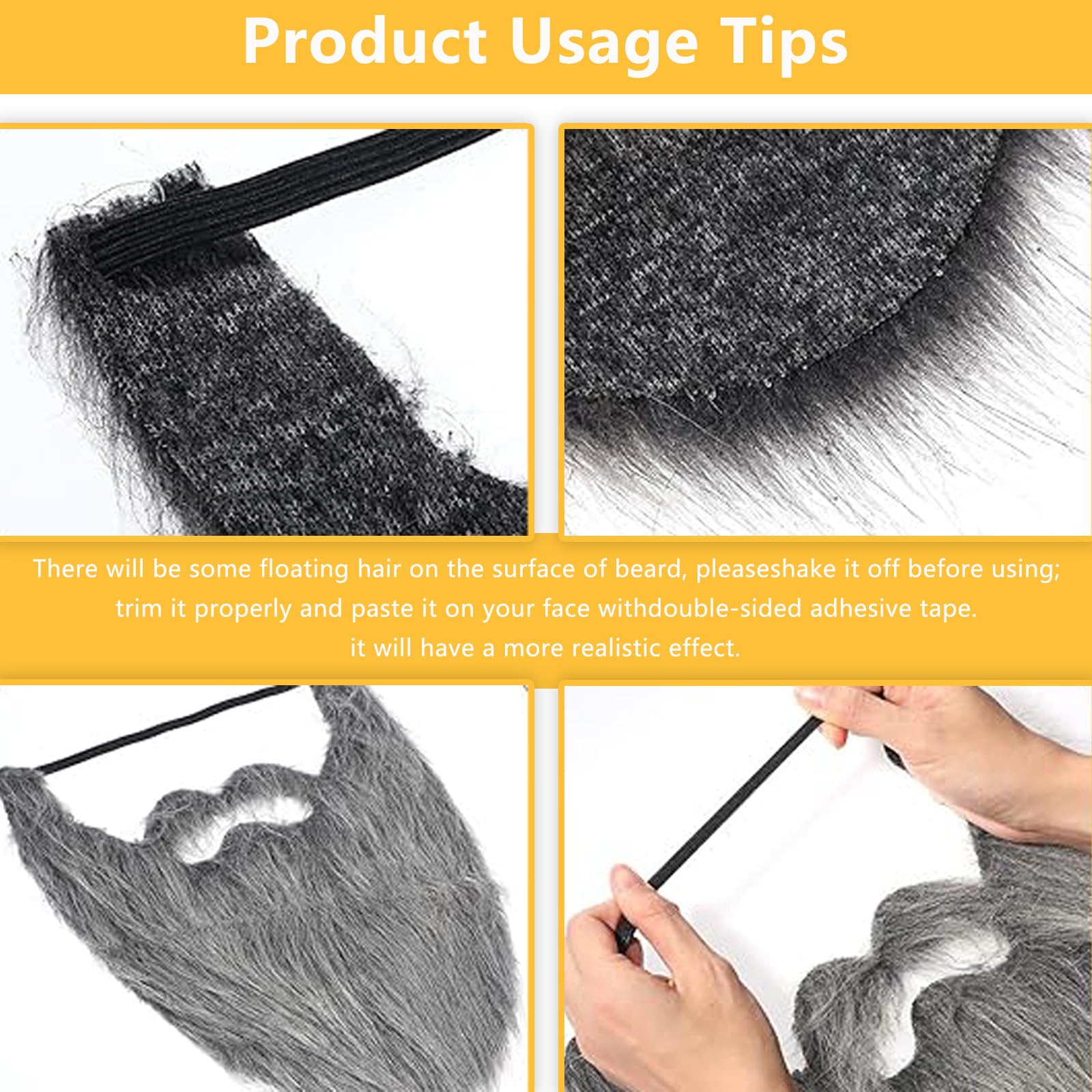4 PCS Fake Beards, Halloween Beard with Elastic Strap, False Beards and ...