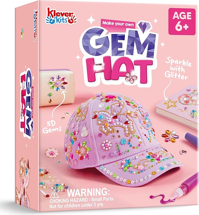 Amazon.com: Klever Kits Gem Hat Kit for Girls, Decorate Your Own ...