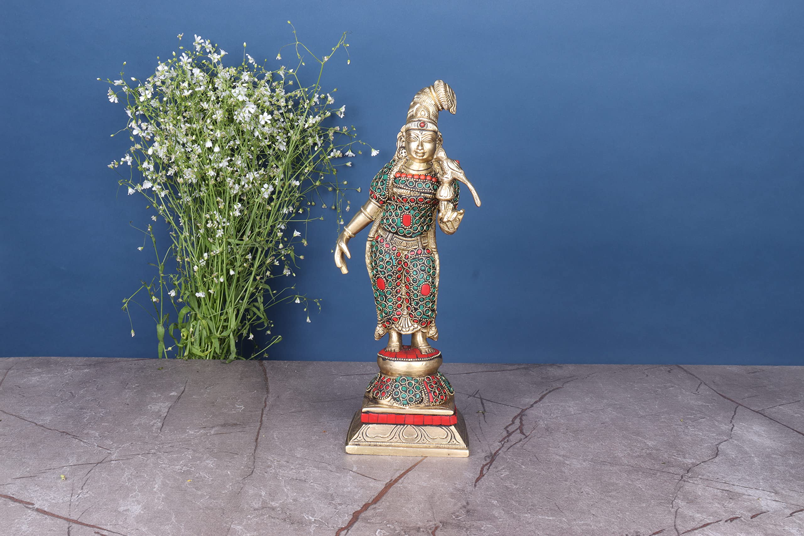 Brass Goddess Andal Devi Statue Brass Stone Stud Bhudevi Form ...