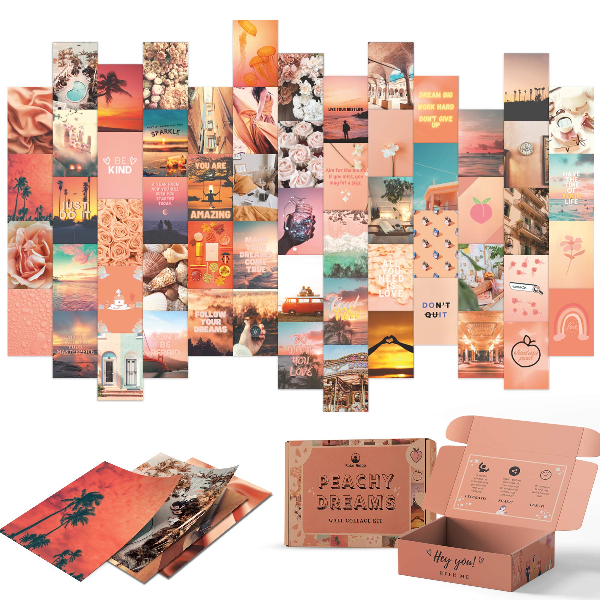 Peachy Dreams Wall Collage Kit Aesthetic Pictures 60 Set For Teen ...