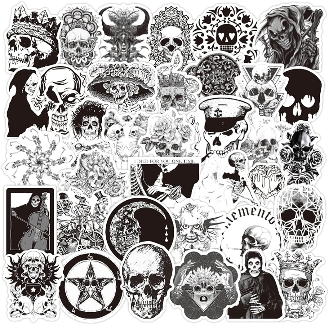 50pcs Gothic Stickers Pack, Cool Horror Skull Stickers for Teens Adults ...