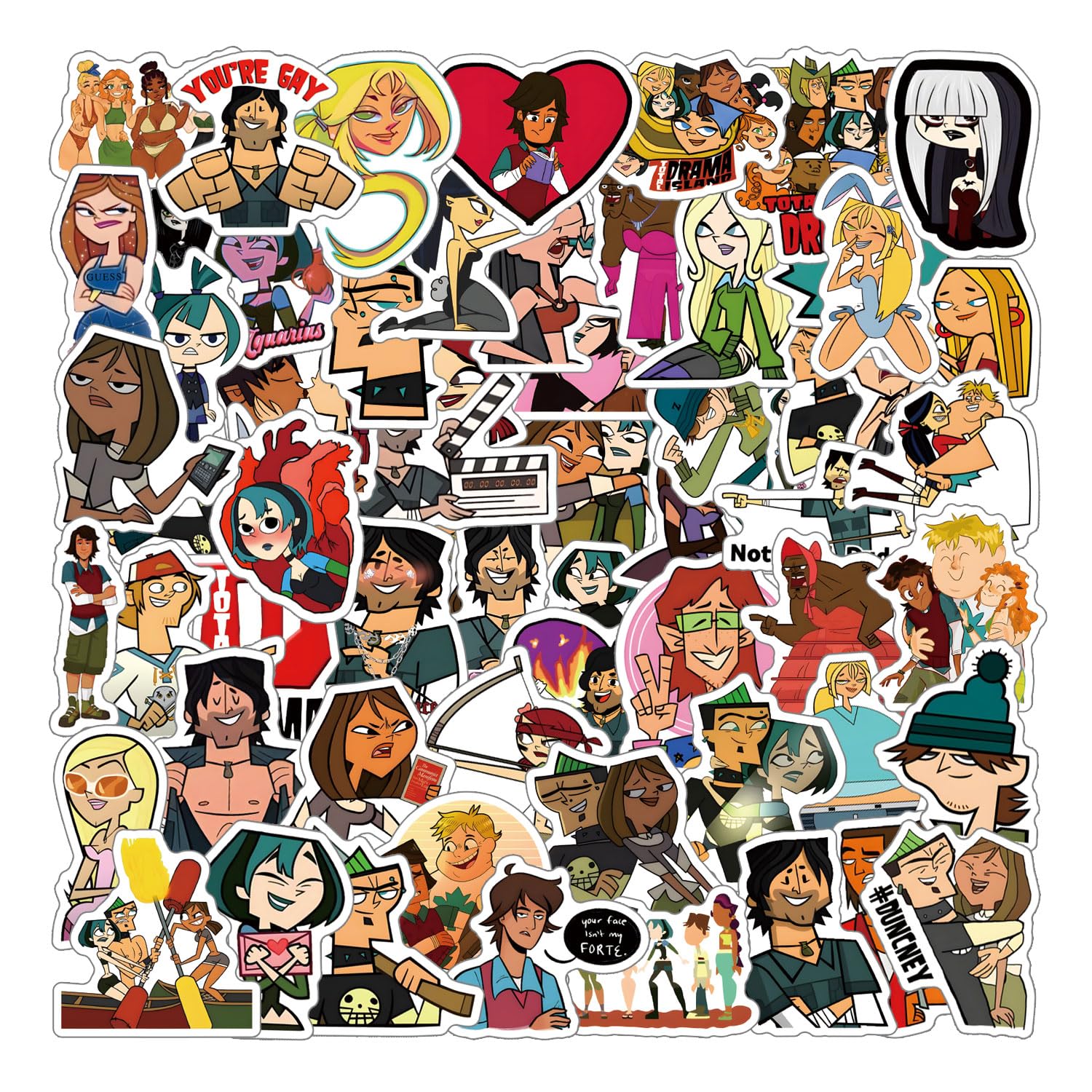 Amazon.com: 123Pcs Total Drama Island Stickers Pack，TDI Cartoon ...