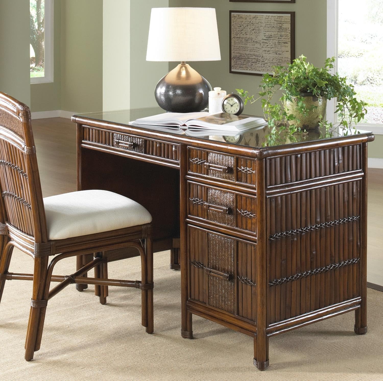 Amazon.com: Polynesian Computer Desk with Keyboard Tray : Home & Kitchen