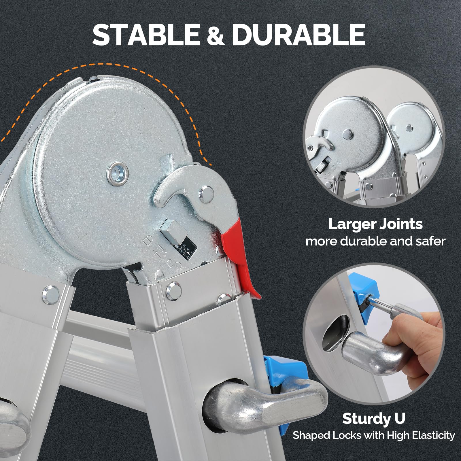 LUISLADDERS Ladder, A Frame 4 Step Ladder Telescoping Ladder, 17 Ft ...