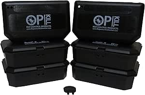 Opkill 6 Tamper Proof Mouse Rodent Bait Box Stations for the Safe ...
