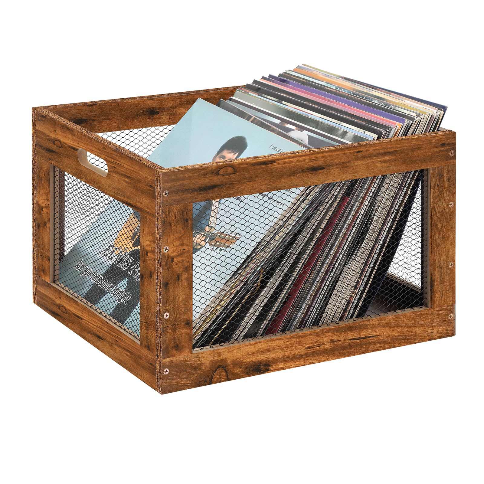 HAITRAL Vinyl Record Storage Crate,Wooden Record Holder,Multifunctional ...