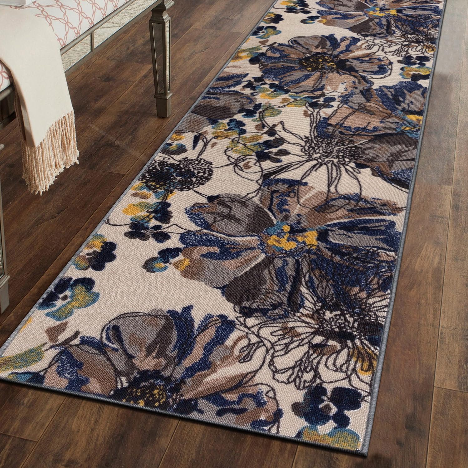 Amazon.com: Rugshop Modern Bright Flowers Non-Slip (Non-Skid) Runner ...