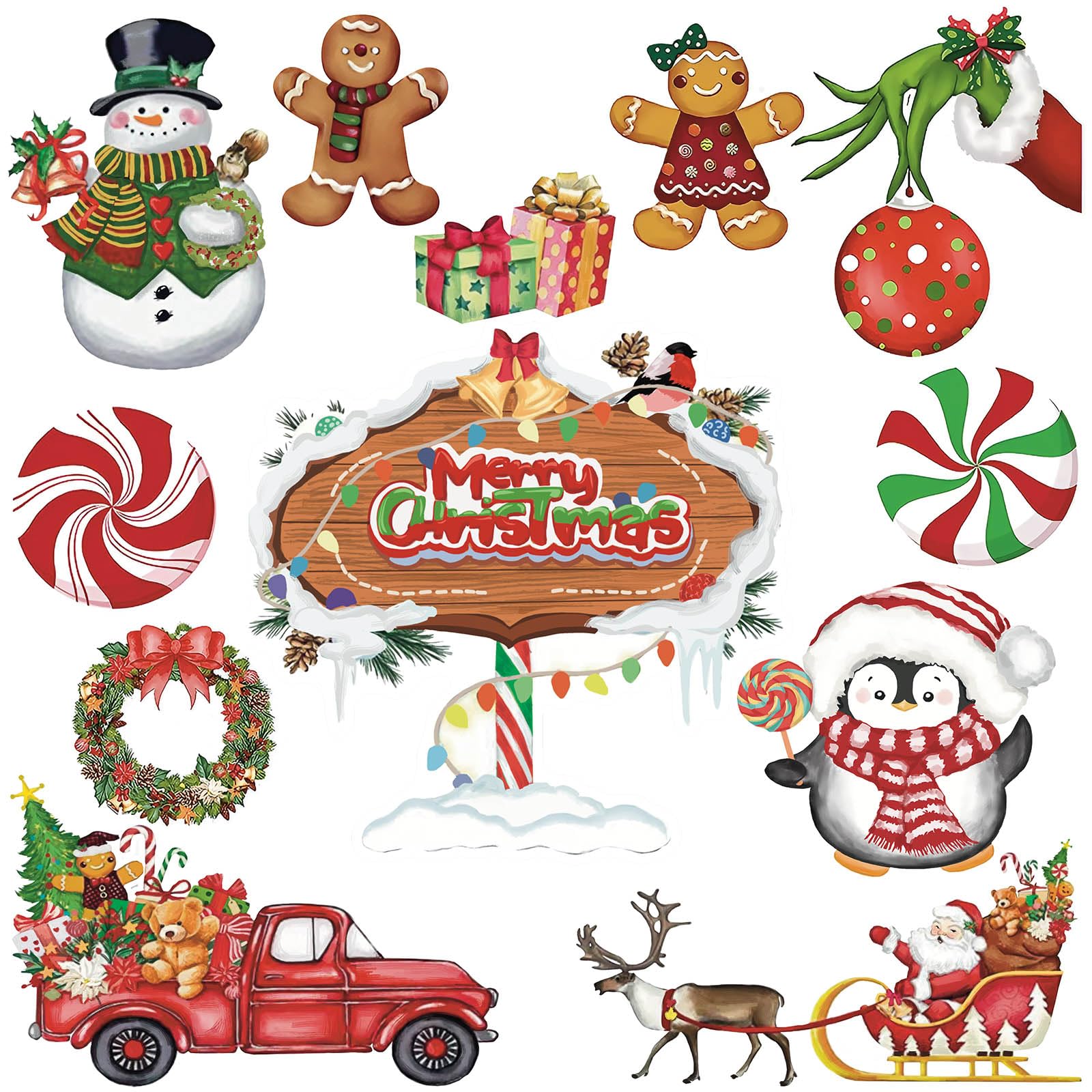 Amazon.com: 12 Pieces Christmas Refrigerator Magnets, Fridge Magnetic ...