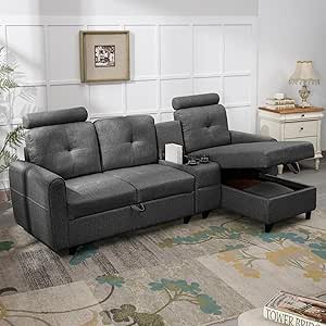 Amazon.com: BALUS 88" W Reversible Living Room Sofa, Convertible L ...