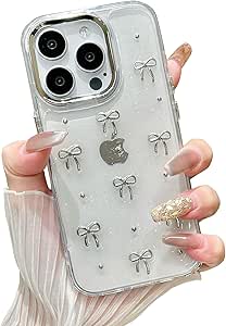 Amazon.com: EYZUTAK Case for iPhone 15 Pro Max, Bling Glitter 3D Bowknot Phone Case Cute Sparkly ...