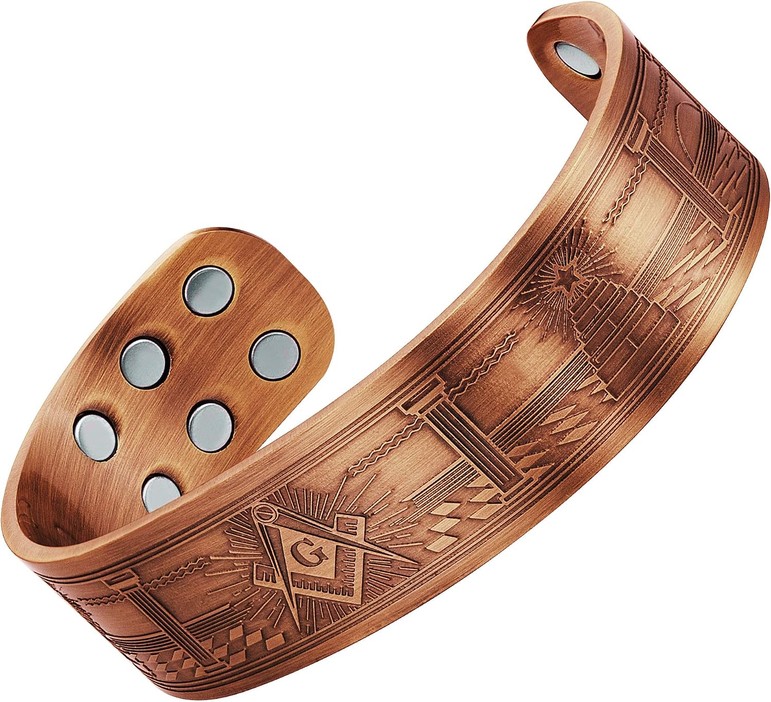 Amazon.com: MasonicMan Mens Masonic Square and Compass Bangle Copper ...