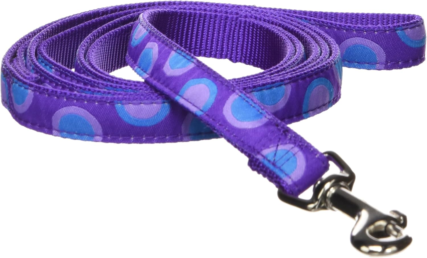 Hamilton Single Thick Dog Leash with Circles Pattern Ribbon Overlay, 5/ ...