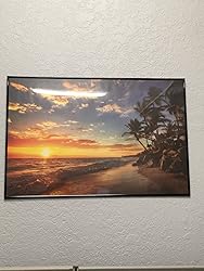 Amazon.com: Sunset Over Tropical Beach Palm Tree Ocean Photo Photograph ...