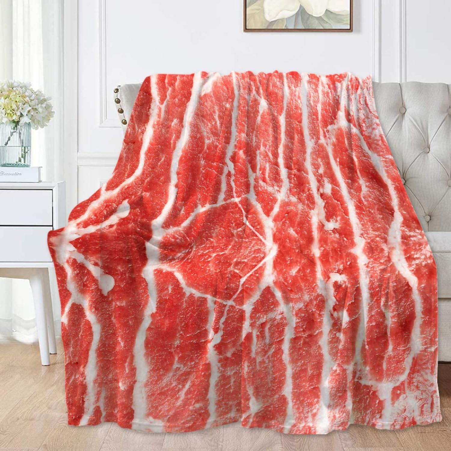 Amazon.com: Beef Throw Blanket 3D Food Blanket for Girls Boys Kids Soft ...