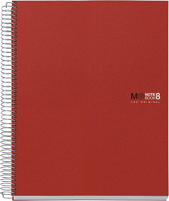 Amazon.com : Miquelrius 8 Subject Spiral Notebook, College Ruled, Red ...