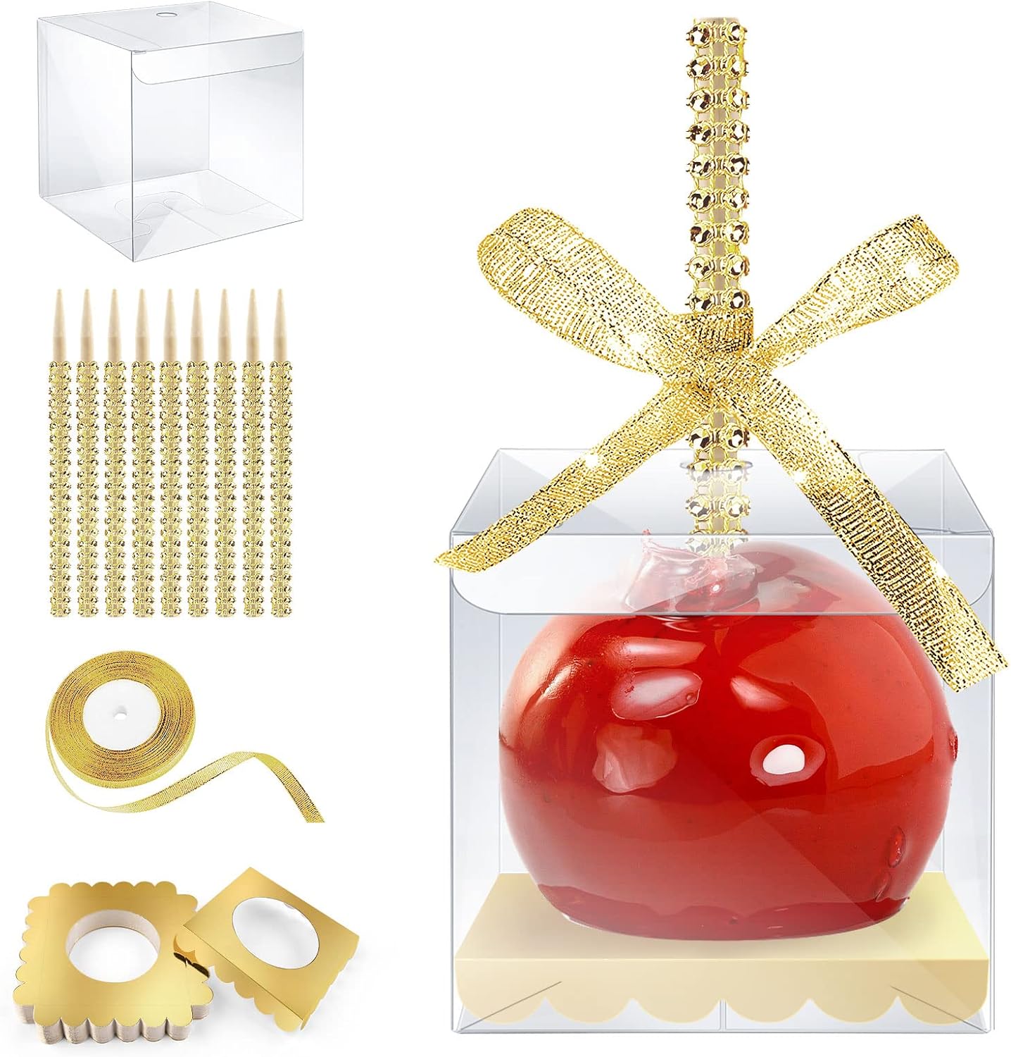 Amazon.com: Candy Apple Boxes with Bling Stick Hole Set & 50 PCS Candy ...