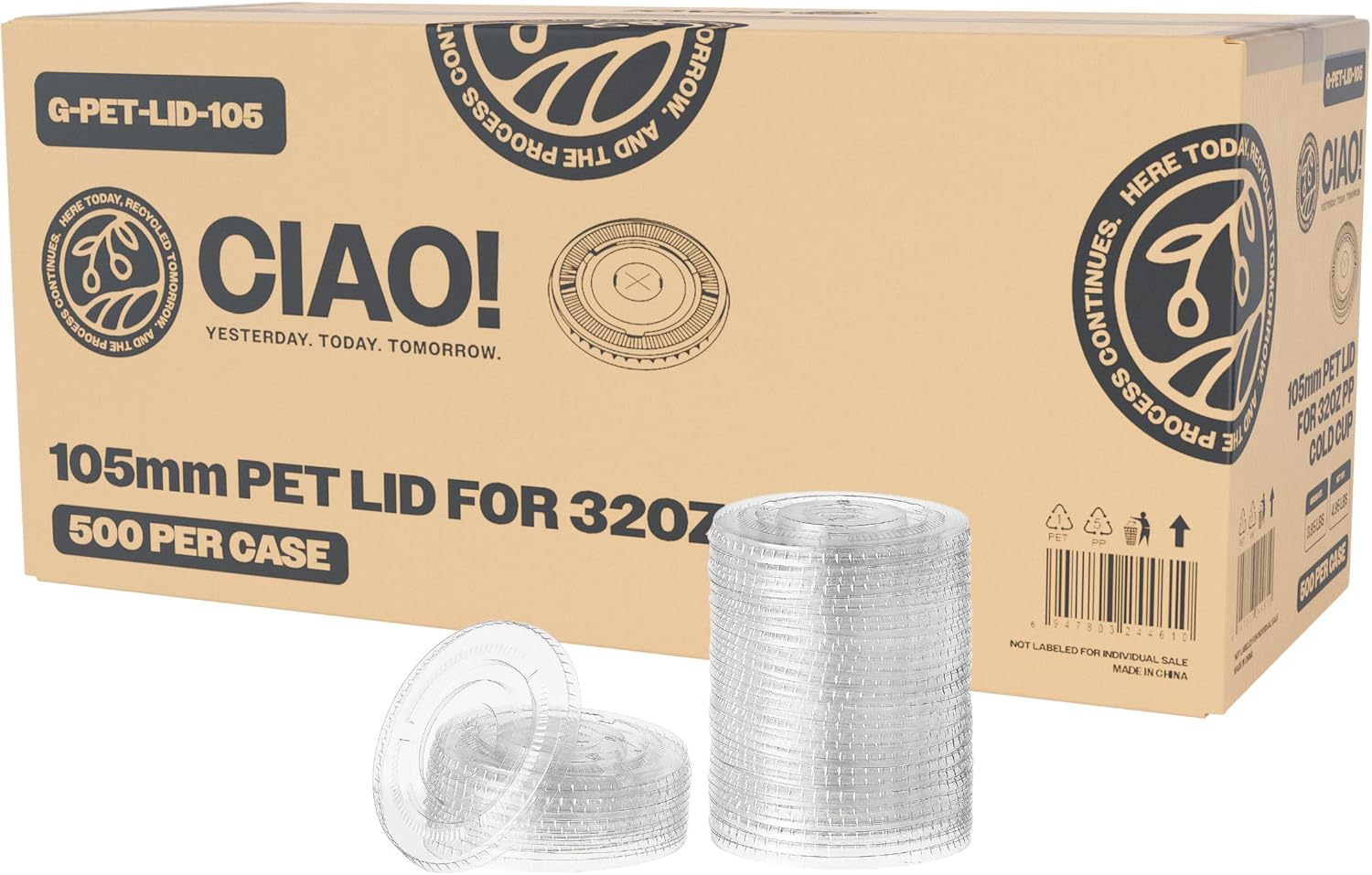 Amazon.com: CIAO! Ultra Clear PET Flat Lid with Straw Slot - Fits CIAO ...