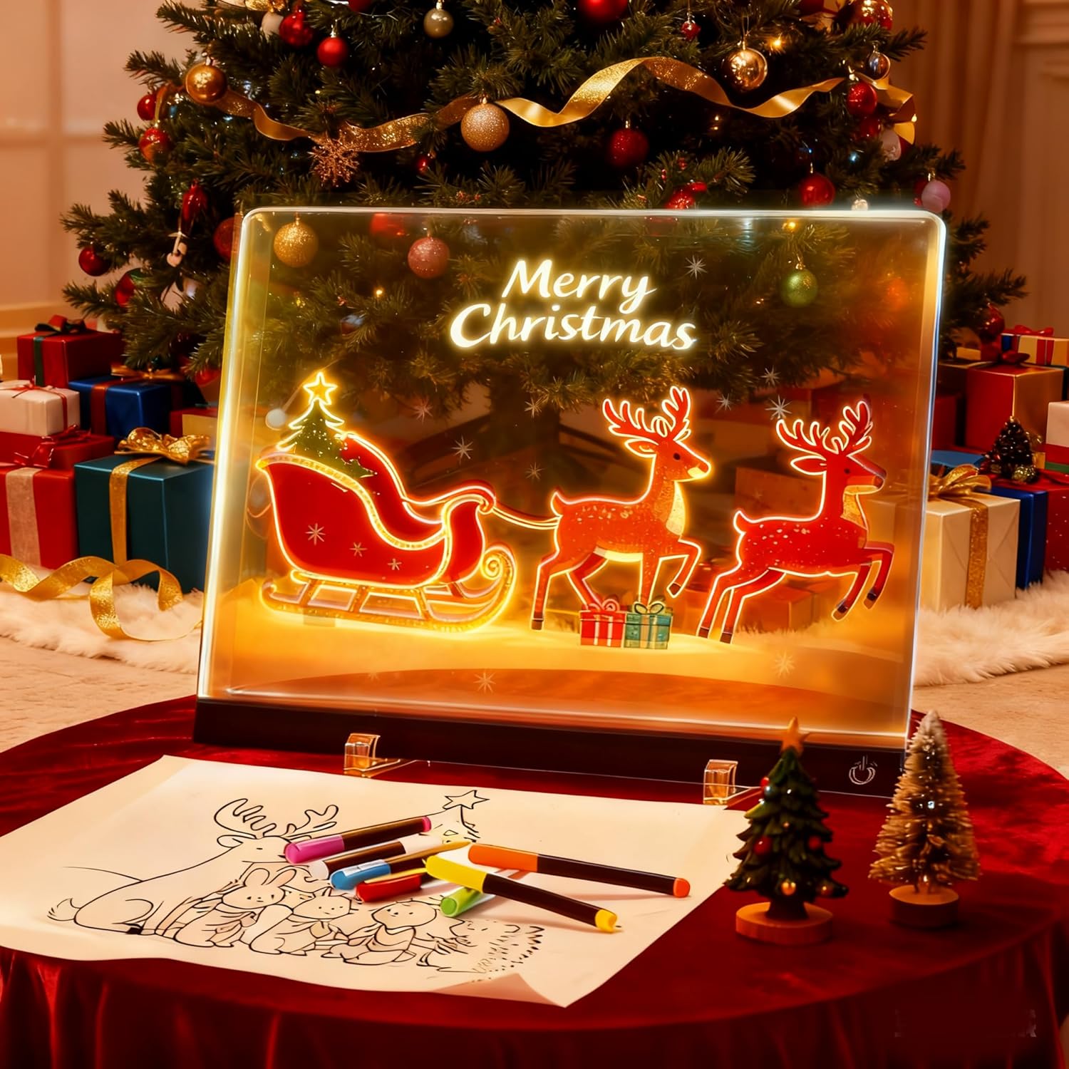 Amazon.com : 16" x 12" Acrylic LED Drawing Board with 7 Colors & 2 ...