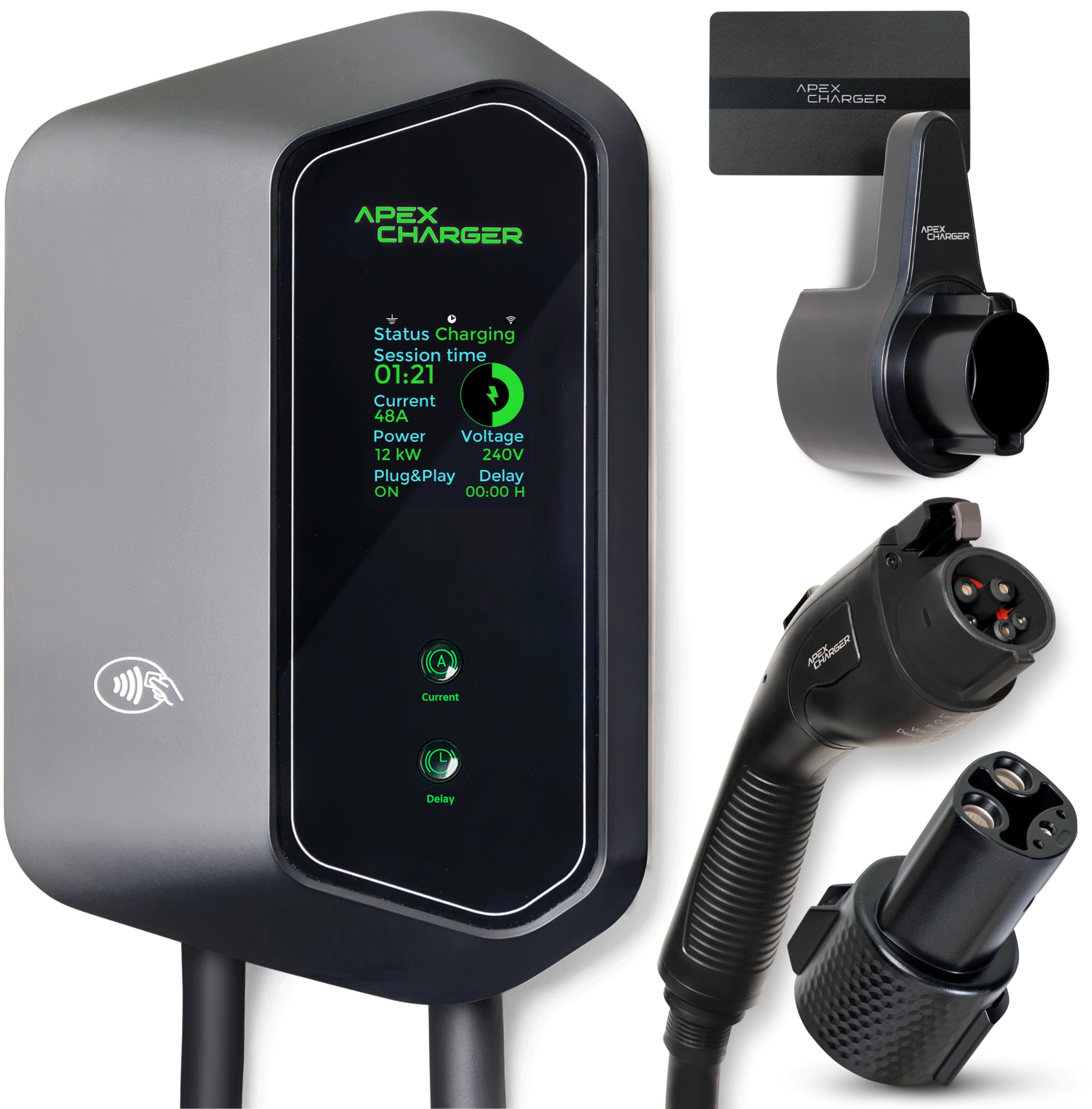 Snapklik.com : MACH 1: Fast 48 Amp Level 2 EV Charger, Wall-Mount ...