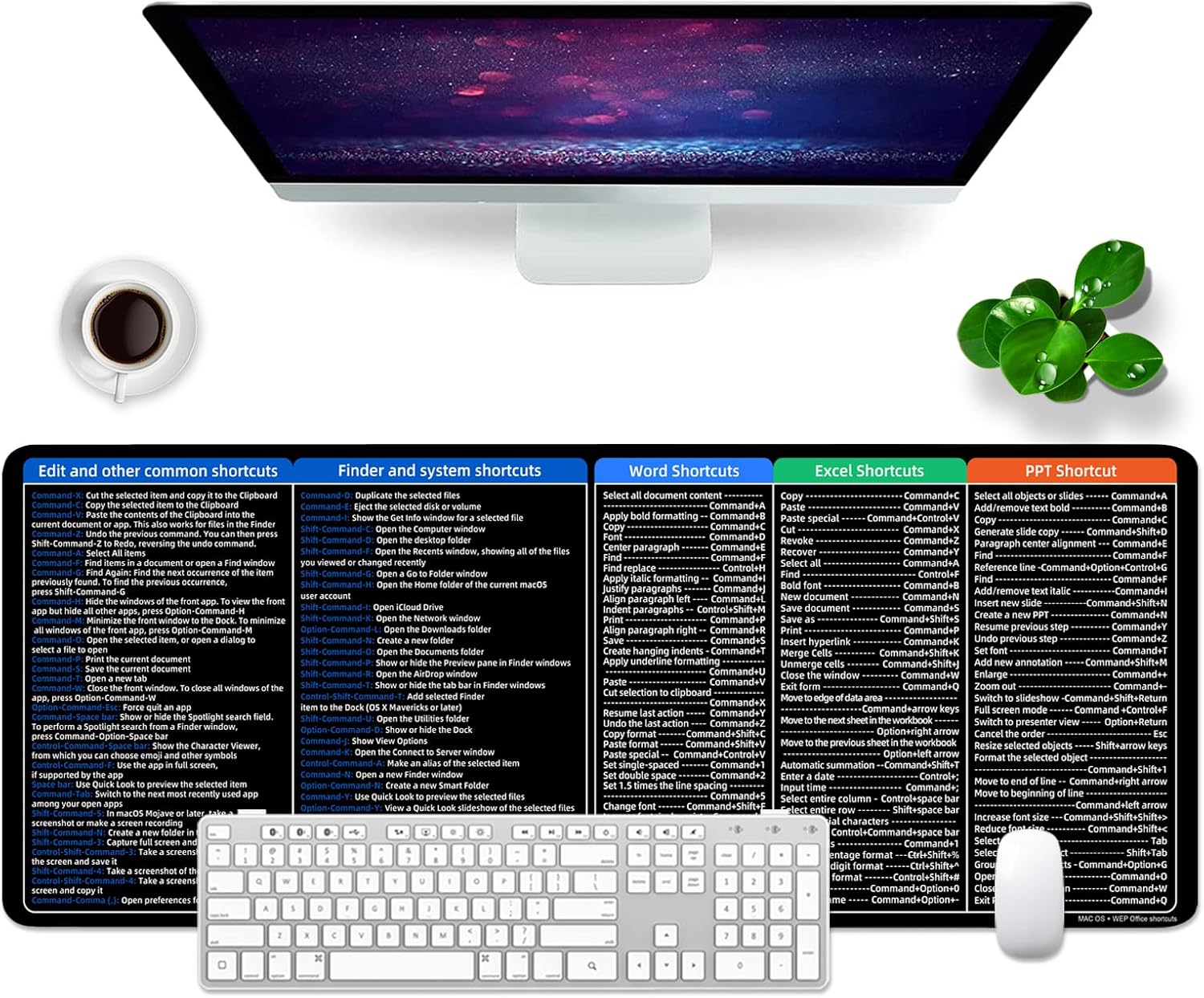 Amazon.com: MAC Shortcut Key Mouse Pad Black Large Gaming Mouse Pad XL ...