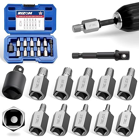 RIZOM 12-Piece Screw Extractor Set, 3/8" Inch Drive Multi-Spline Easy ...