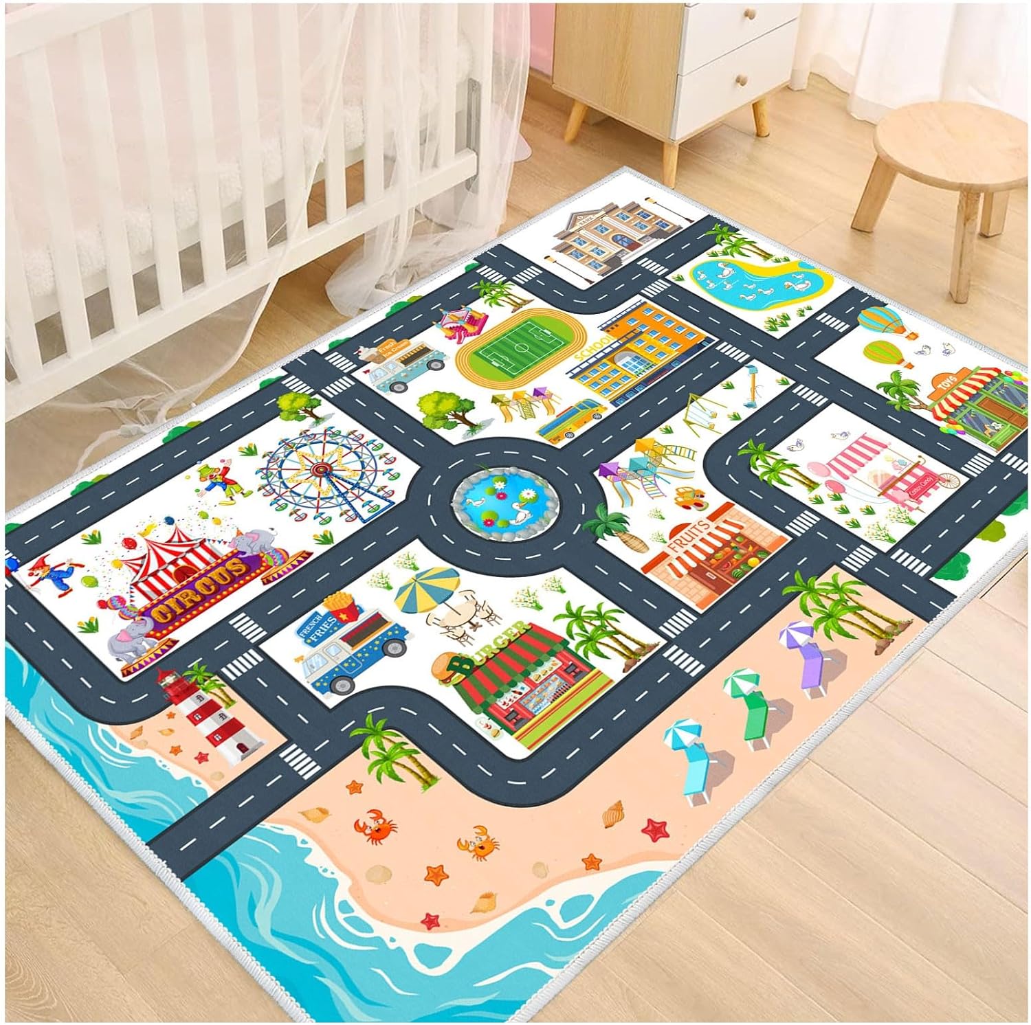 Amazon.com: Kids Carpet Playmat Car Rug, Car Rug for Kids Toy Cars, Non ...