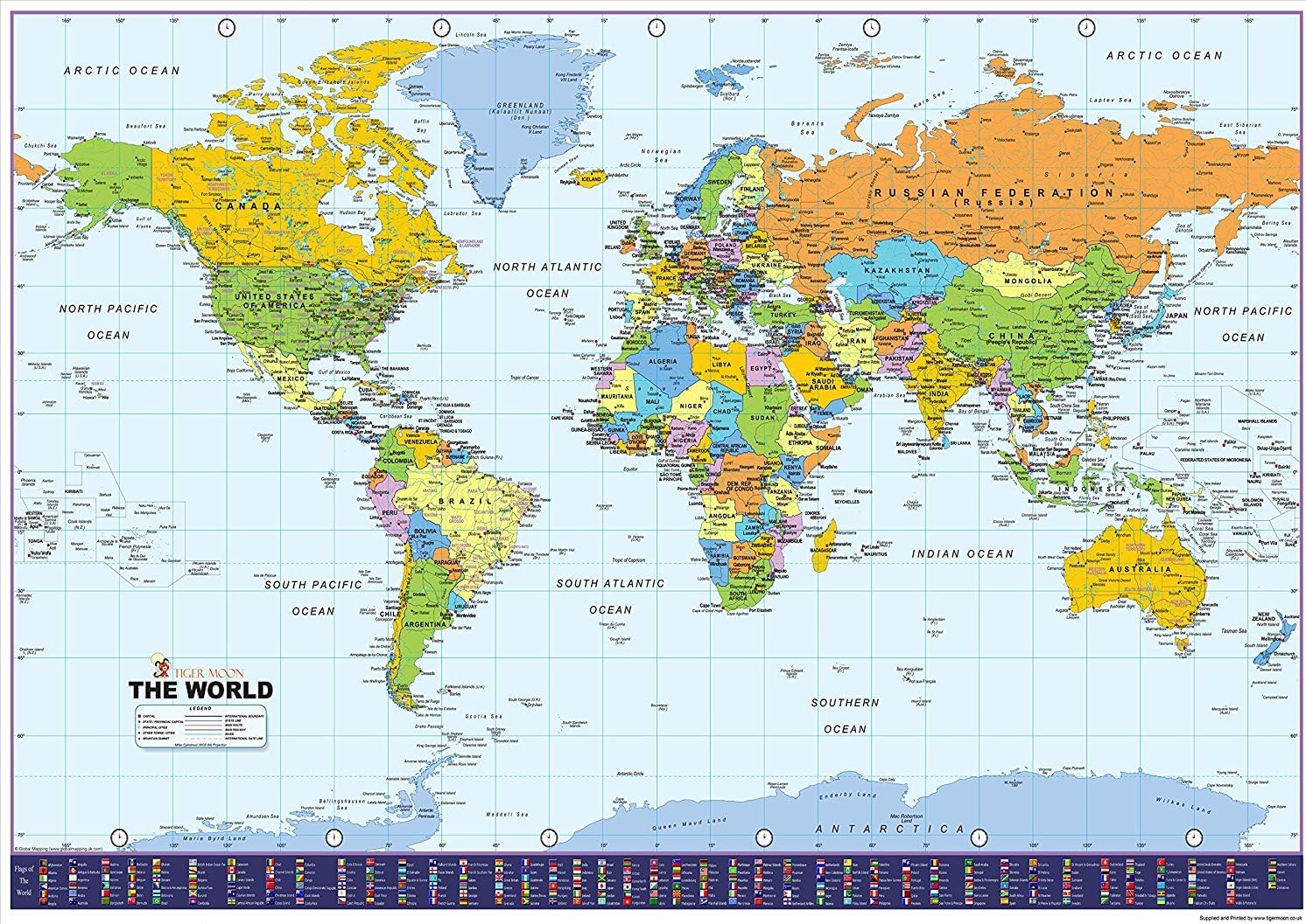 World Map with Flags - Paper Laminated - A0 Size 84.1 x 118.9 cm ...