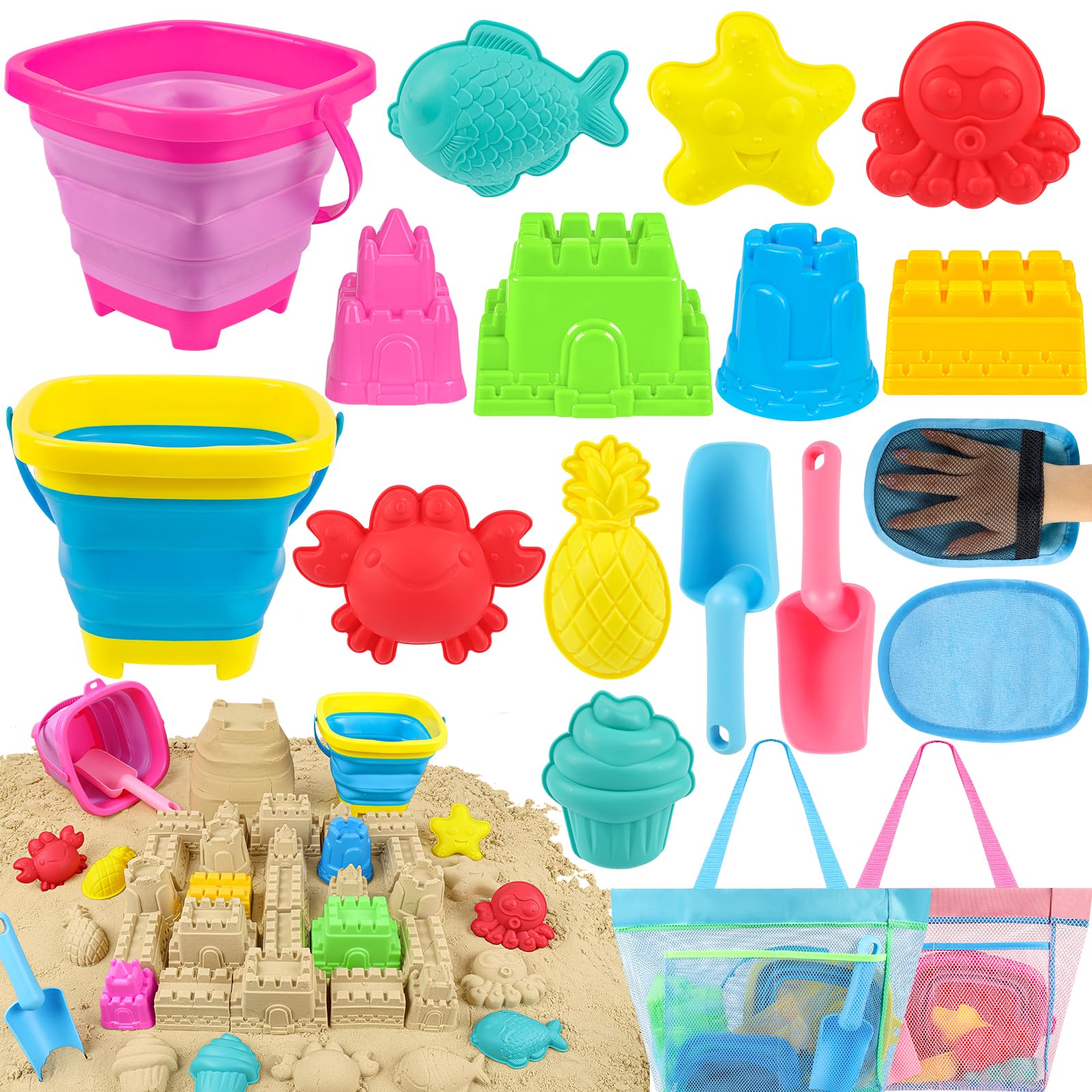 Amazon.com: FUSPWEAO Collapsible Beach Toys Sand Toys for Kids, Sandbox ...