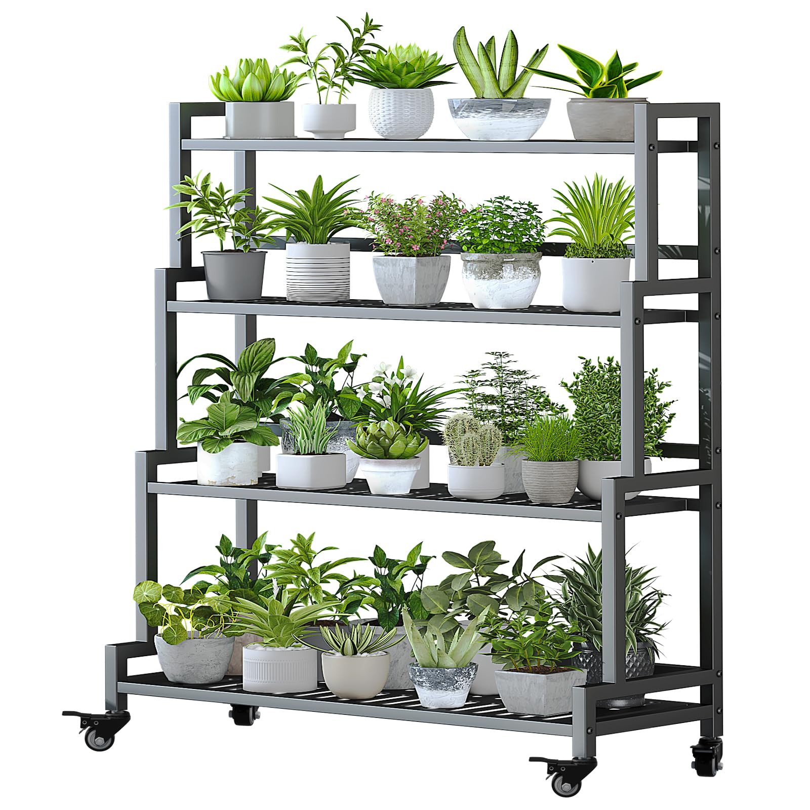 Amazon.com: YIZAJIA Plant Stand Indoor 4 Tier Metal Outdoor Tiered ...