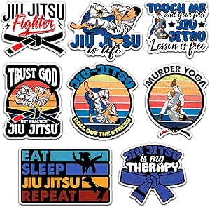 Amazon.com: Jiu Jitsu Sticker 8 Pcs (Large Size) Vinyl Stickers Laptop ...