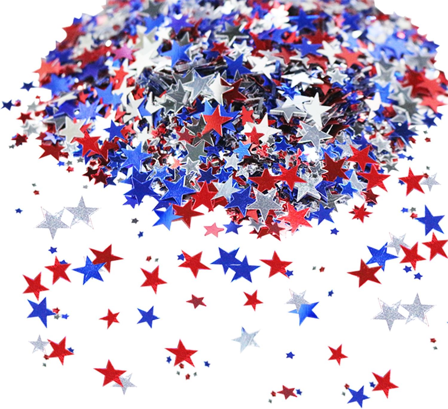 Amazon.com: Mosoan Patriotic Confetti | Red White Blue Star Confetti ...