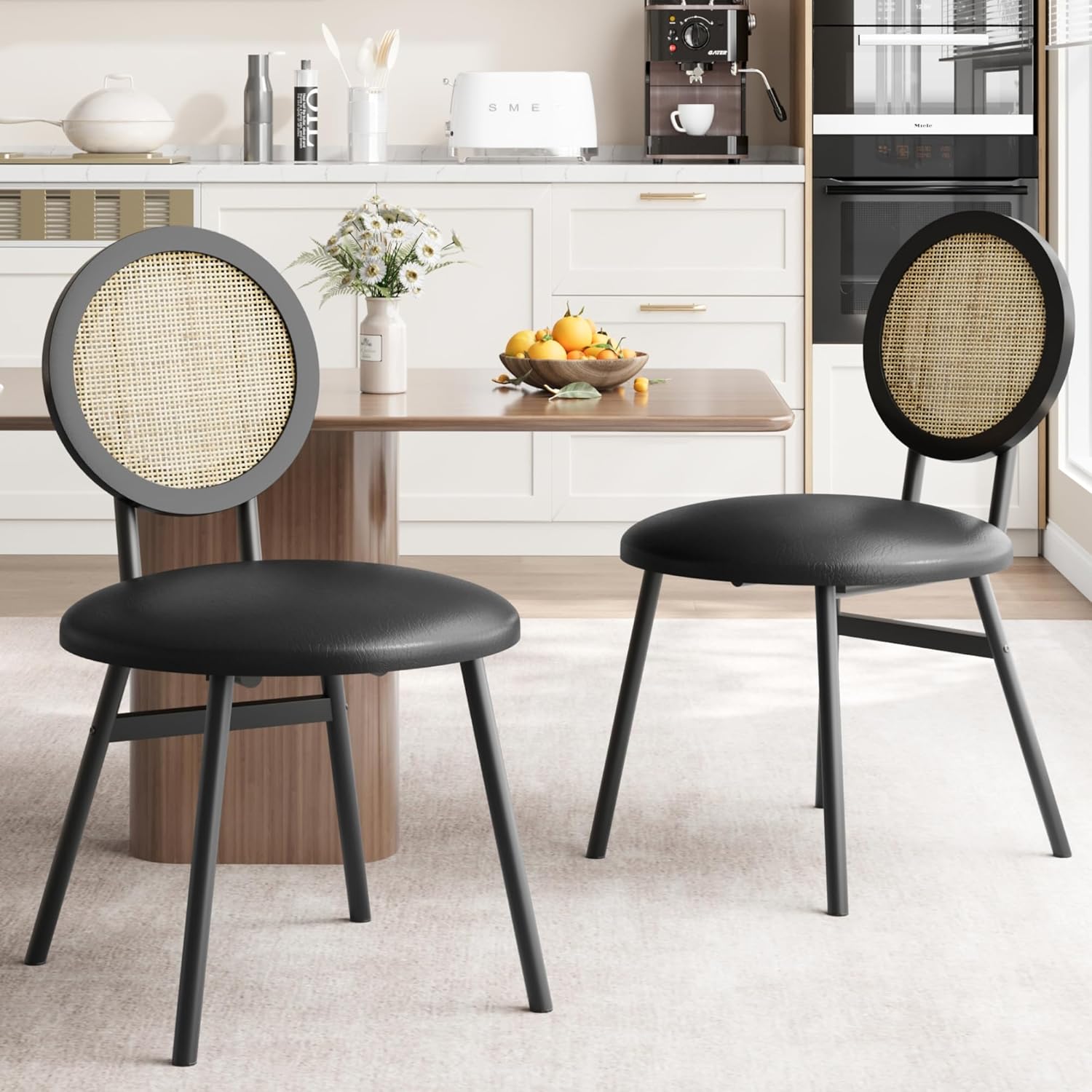 Amazon.com - IDEALHOUSE Dining Chairs Set of 2, Rattan Kitchen Chairs ...