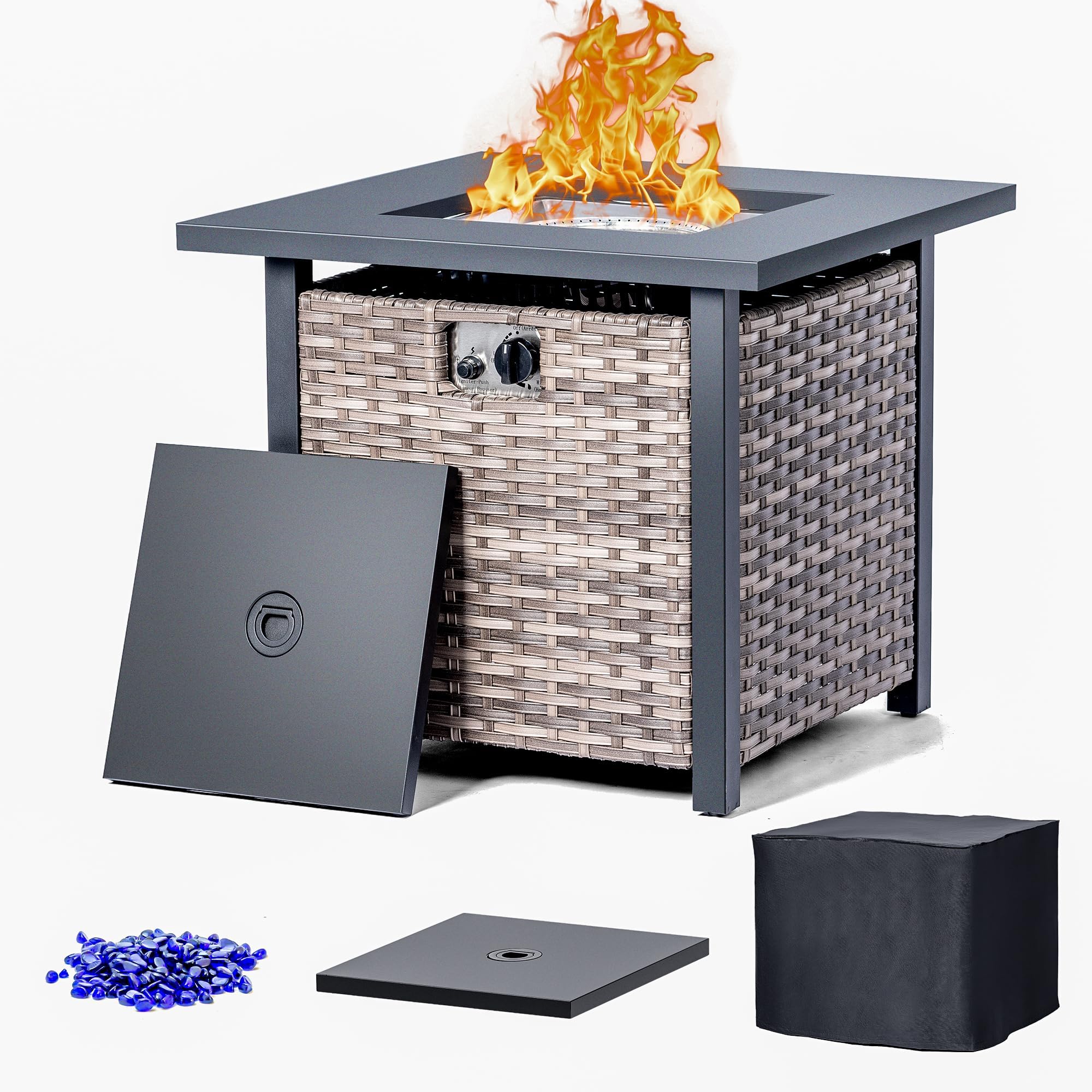 Amazon.com: TLGREEN Propane Fire Pit Table 42in, 50,000 BTU Auto ...