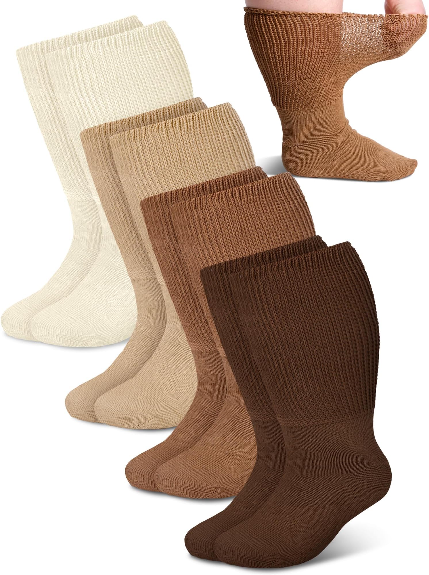 Amazon.com: Bunnycool 4 Pairs Extra Wide Socks Swollen 30" Lymphedema ...