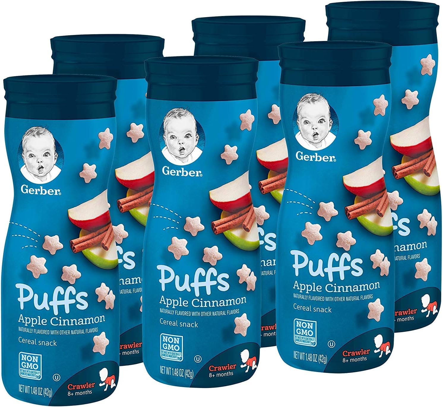 Amazon.com : Gerber Baby Snacks Puffs, Apple Cinnamon, 1.48 Ounce (Pack ...