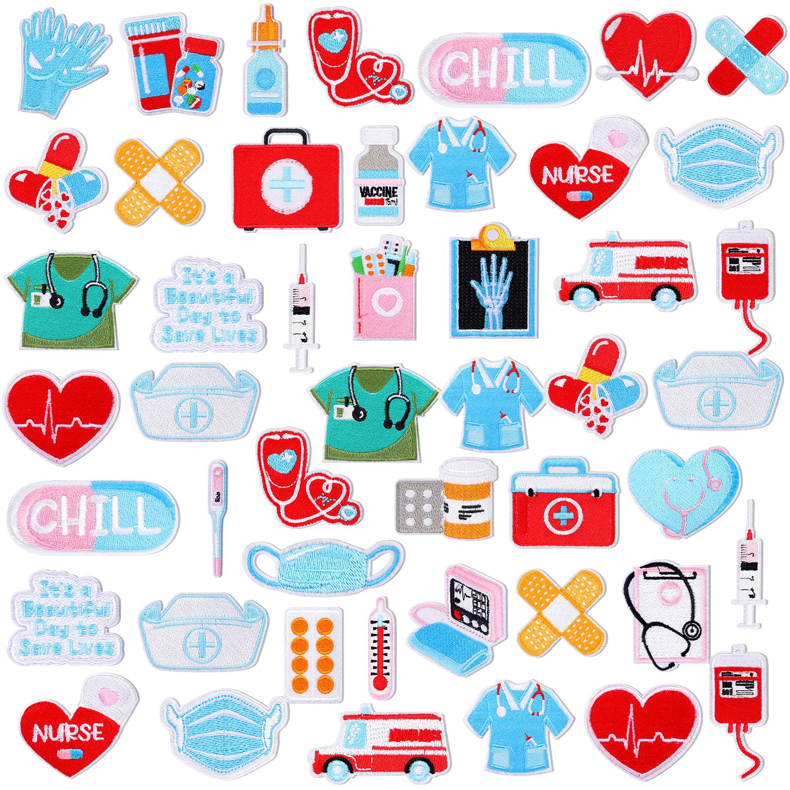Amazon.com: 48 Pcs Nurse Iron on Patches Nursing Sew Iron on Applique ...