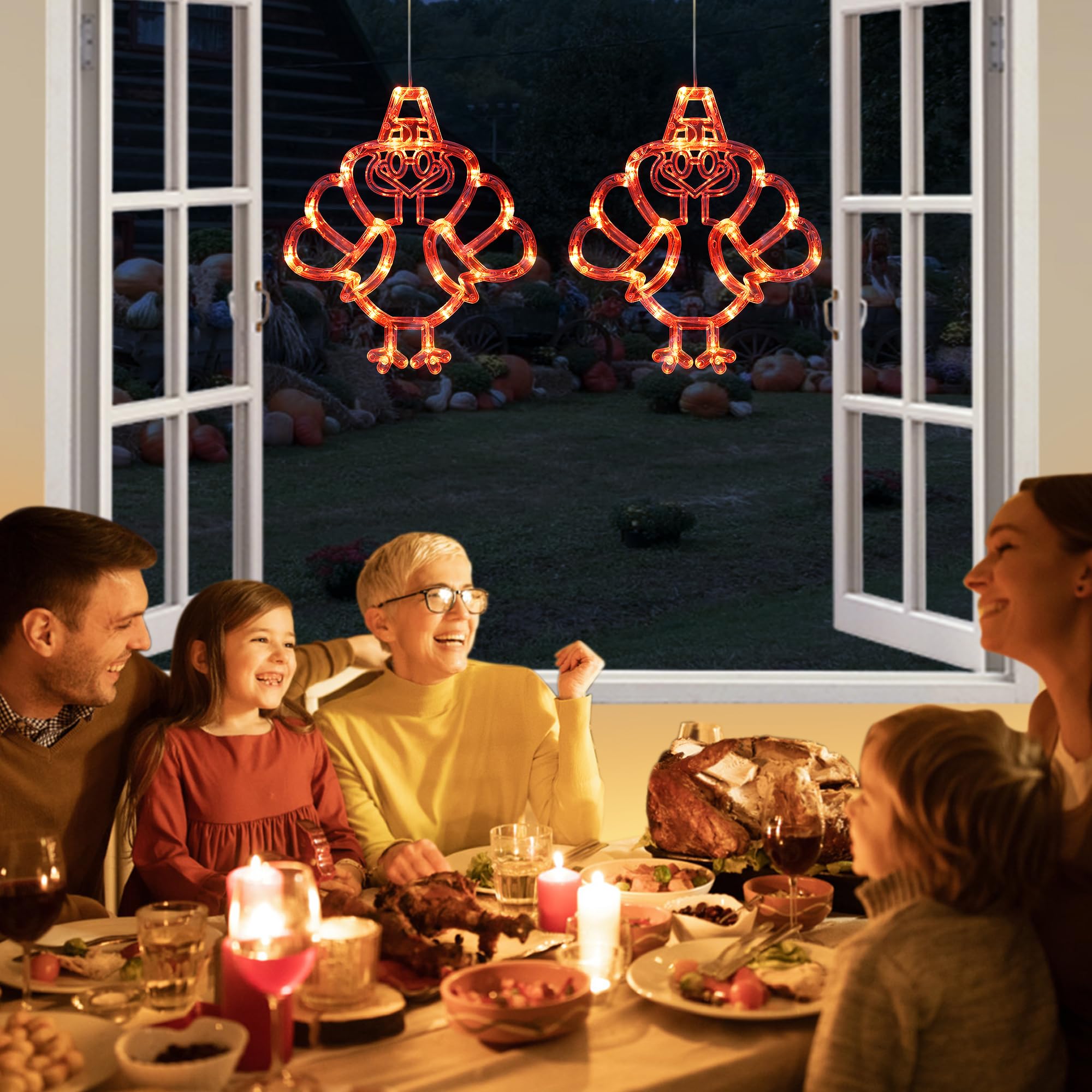 Indoor Light Up Turkey 4.3FT Happy Thanksgiving Inflatable Turkey With