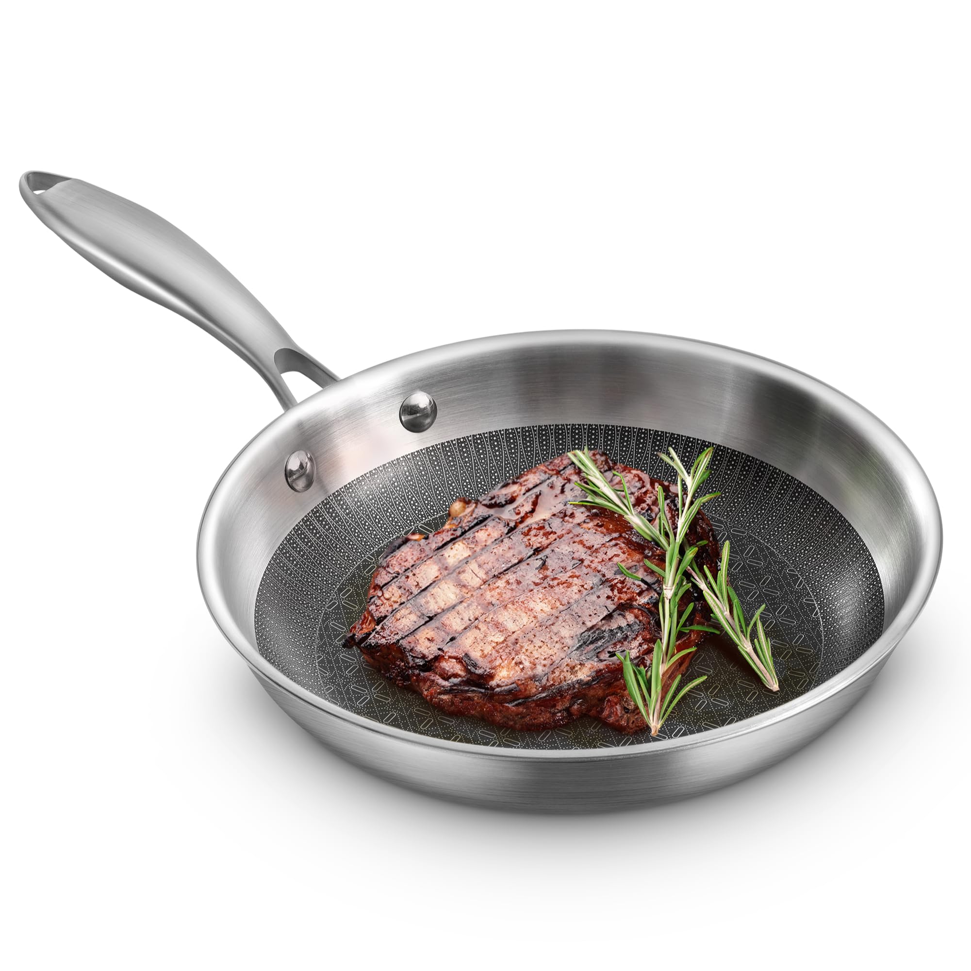 Navaris Stainless Steel Frying Pan - Durable & Scratch Resistant 22cm/8 ...