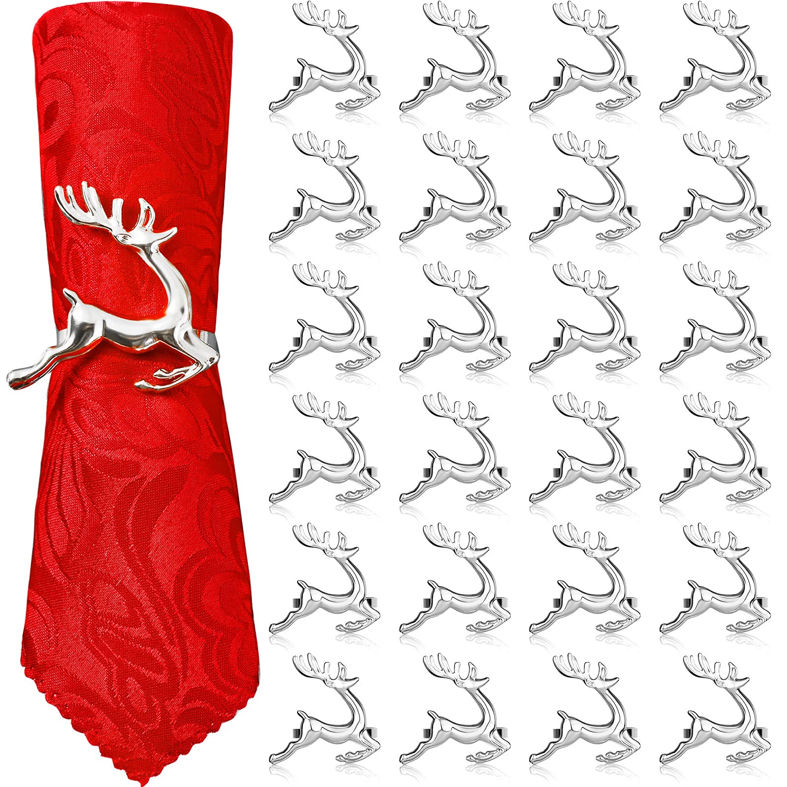 Willbond Deer Napkin Rings Christmas Napkin Ring Holders Reindeer ...