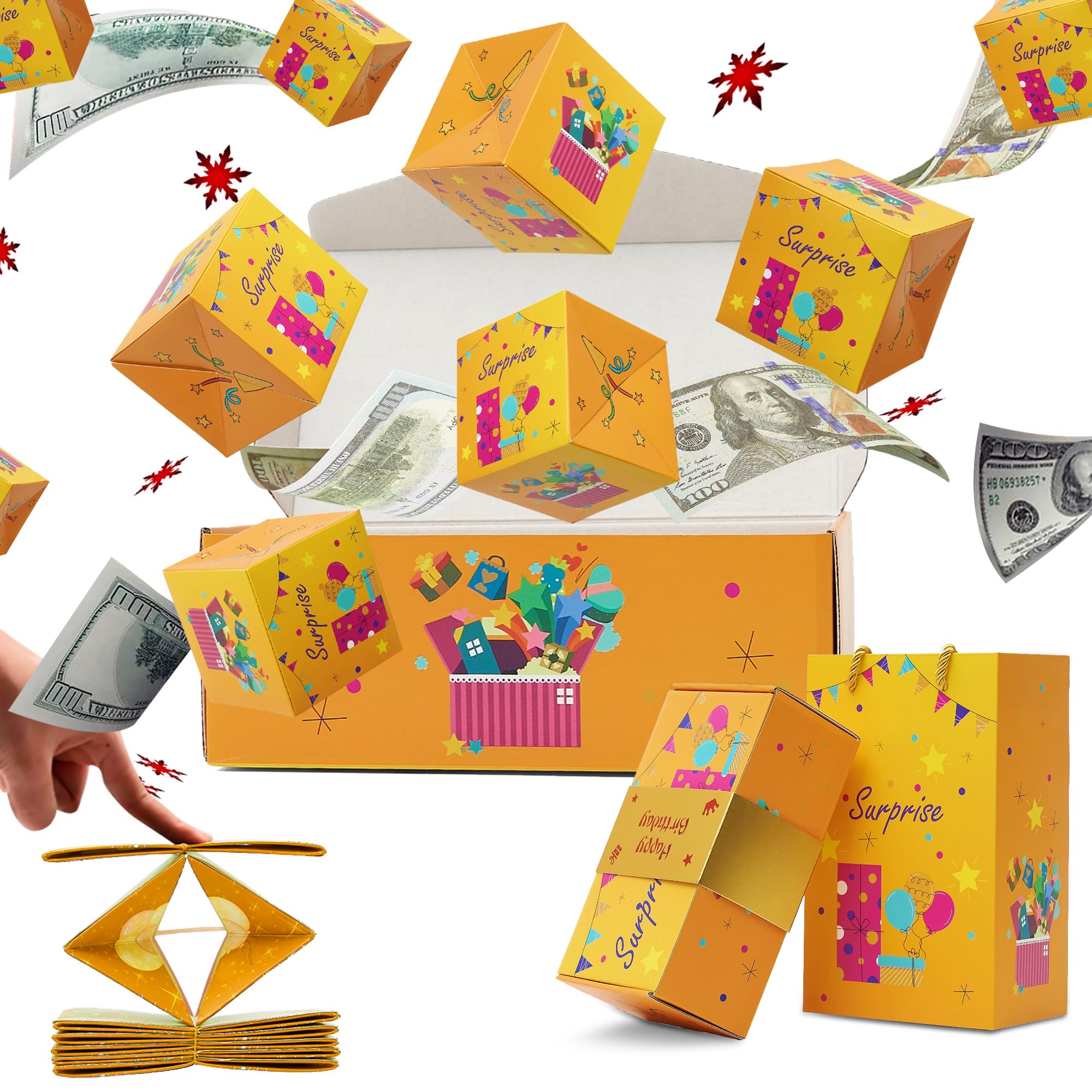 Amazon.com: Surprise Gift Box Explosion, Yellow Birthday Gift Boxes ...