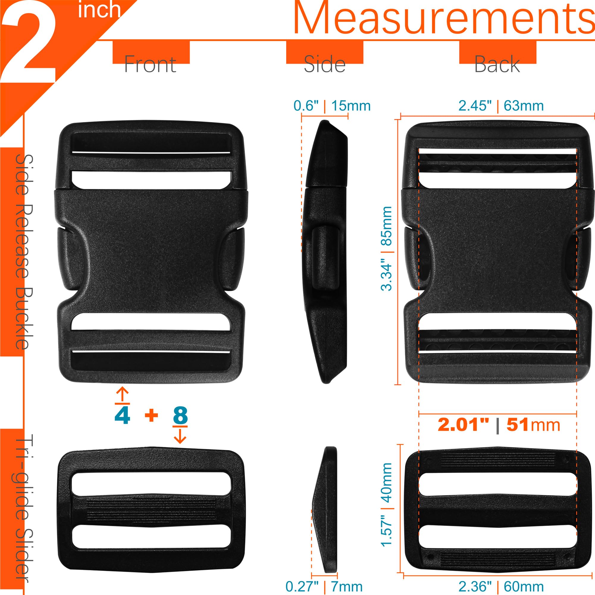 Snapklik.com : HISUNTEC Buckles & Straps 2: 6 Yard Nylon Webbing 2 Inch
