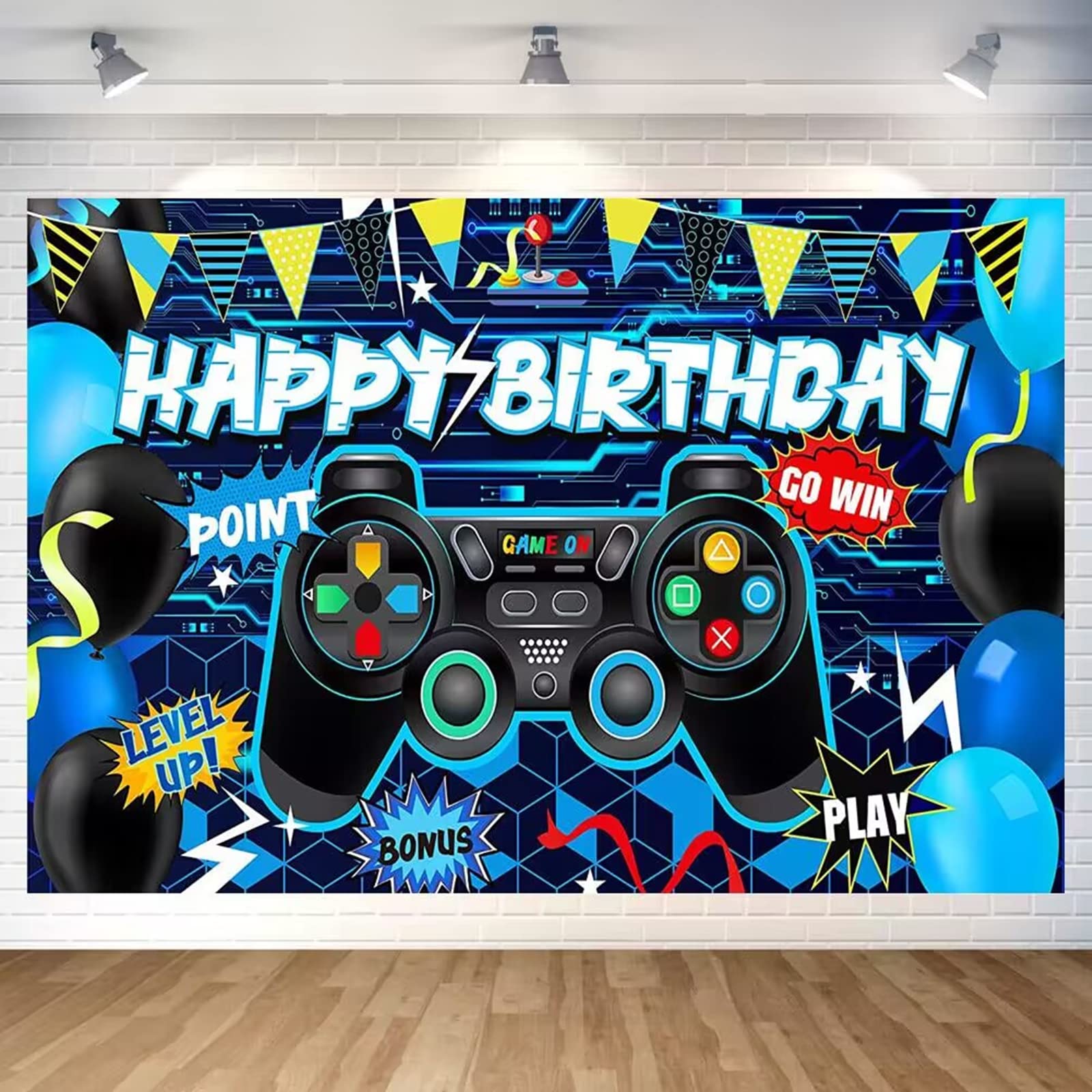 SINGOMON Video Game Birthday Decorations Game Birthday Backdrop Happy ...