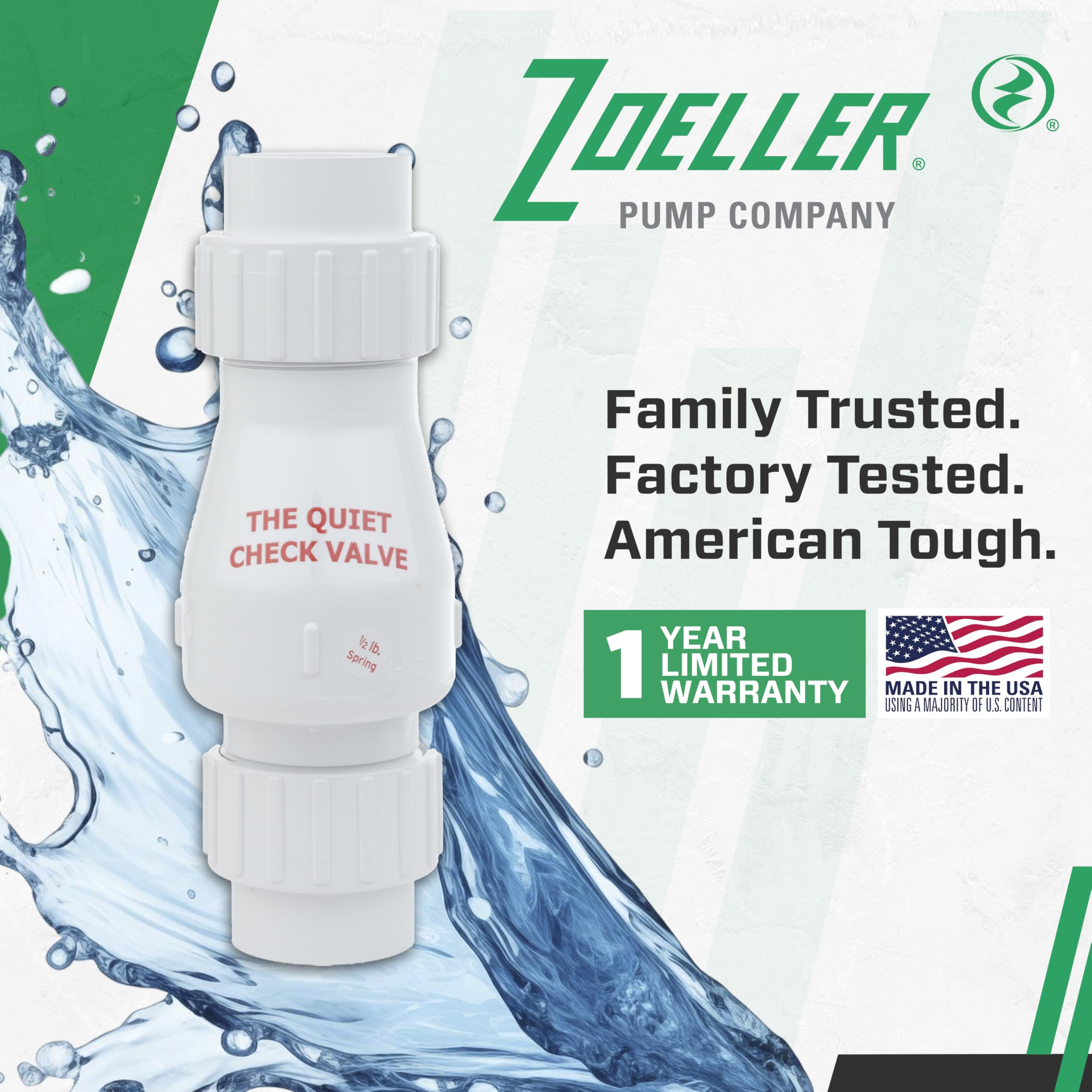Snapklik.com : Zoeller 300040 Quiet Check Valve 1-1/2 PVC Full Flow ...